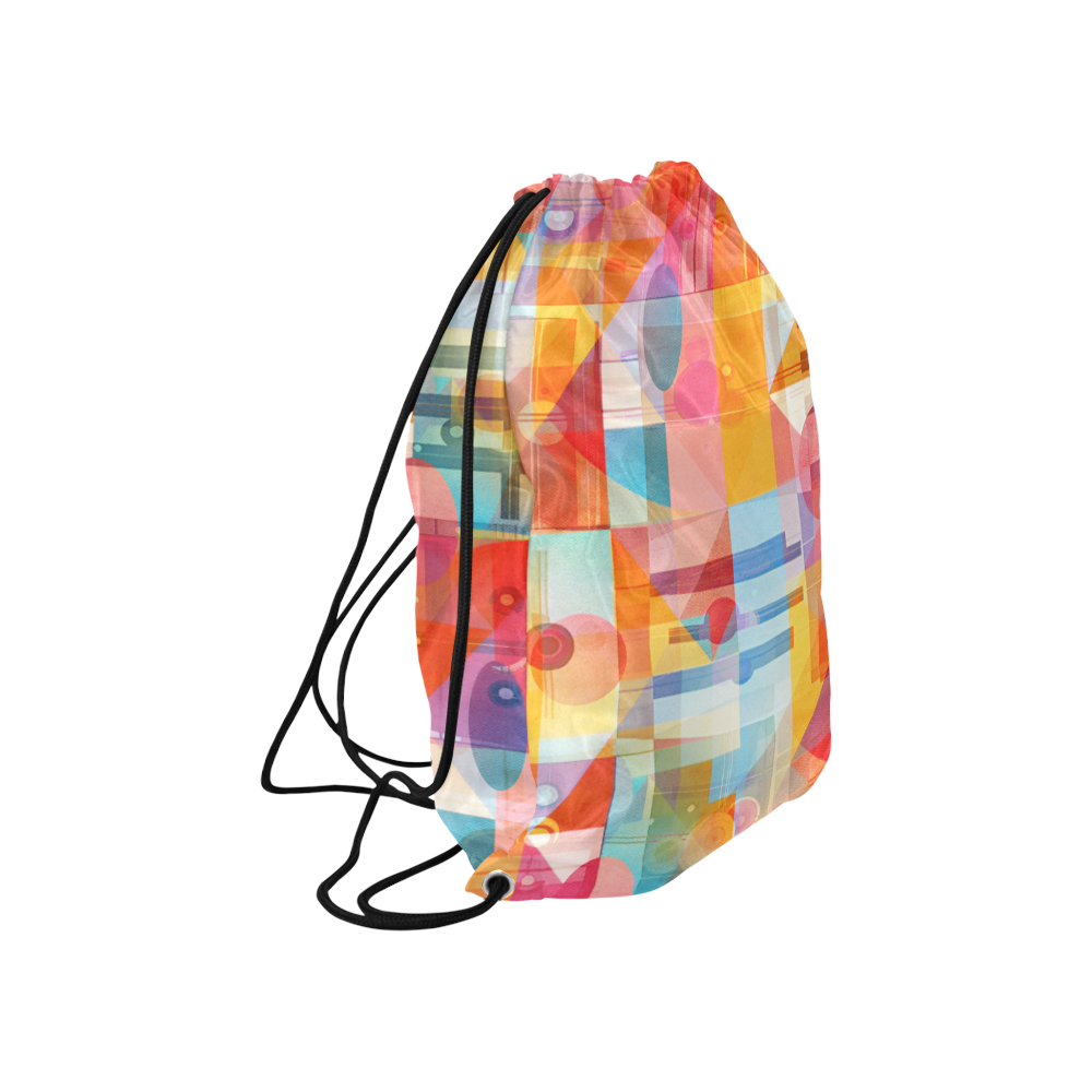 Sunny Geometric Whimsy Large Drawstring Bag Model 1604 (Twin Sides) 16. ...