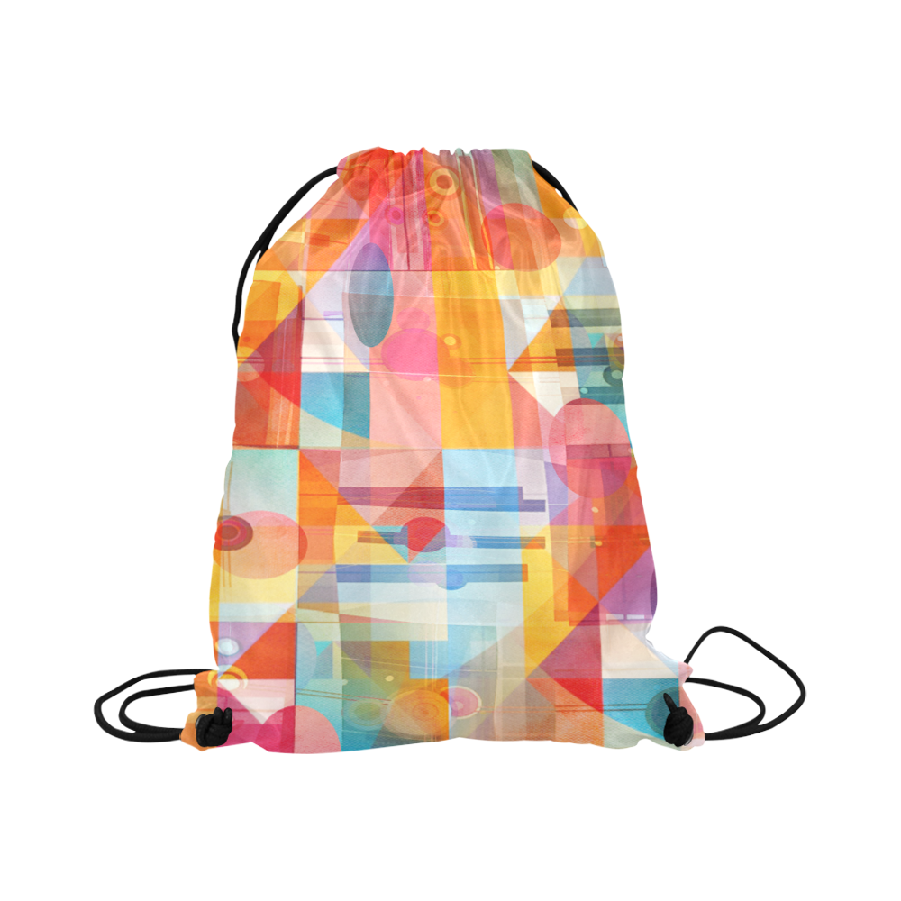 Sunny Geometric Whimsy Large Drawstring Bag Model 1604 (Twin Sides) 16. ...