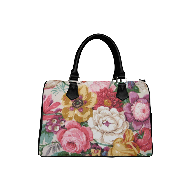 Vintage French Floral Wallpaper Pattern Boston Handbag (Model 1621 ...