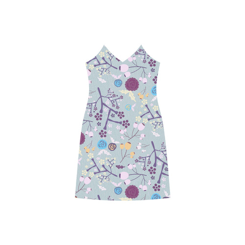 Beautiful Floral Nature Pattern V-Neck Open Fork Long Dress(Model D18 ...