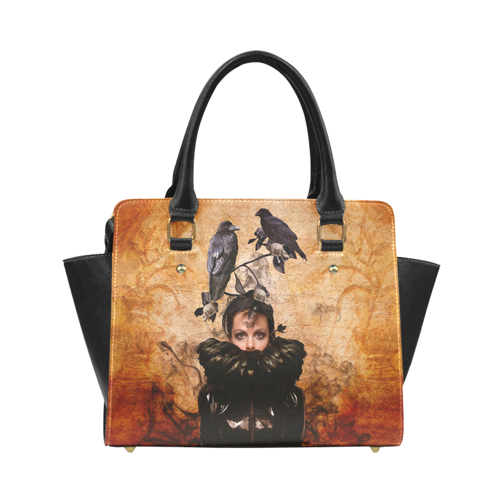 Crow Woman in Modern Times as Spirit Guide Classic Shoulder Handbag ...