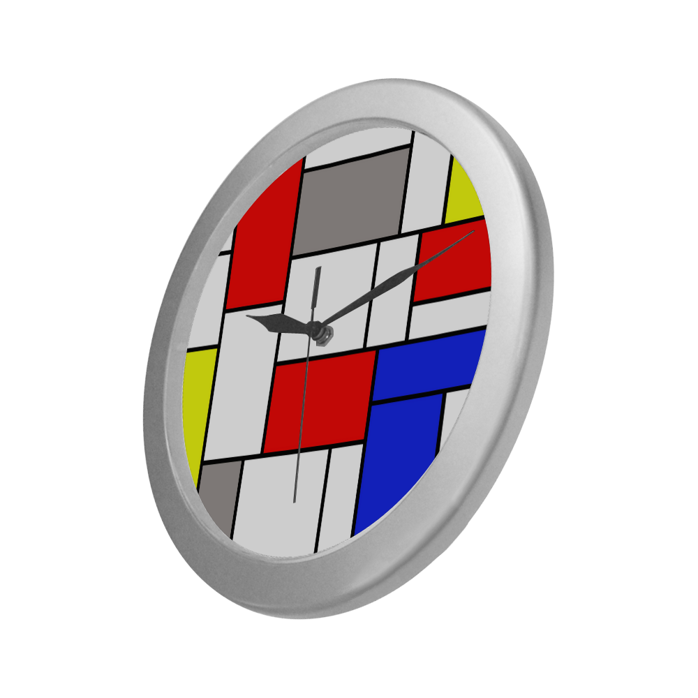 Mondrian style Silver Color Wall Clock | ID: D1178745