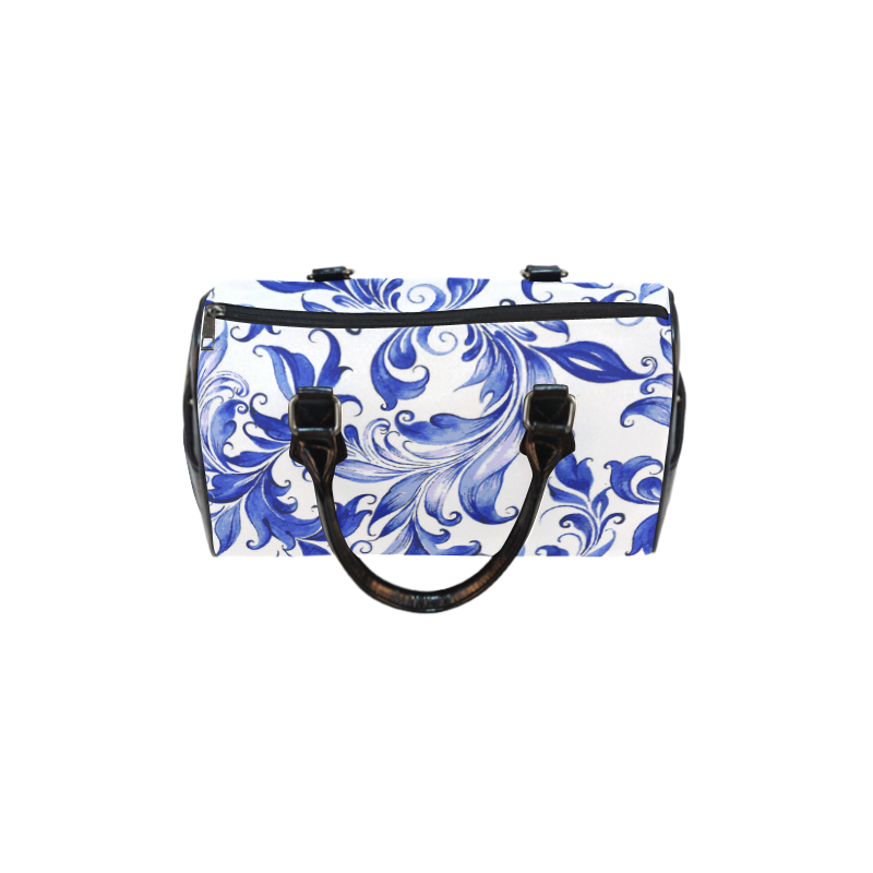 Blue White Porcelain Floral Pattern Boston Handbag (Model 1621) | ID ...