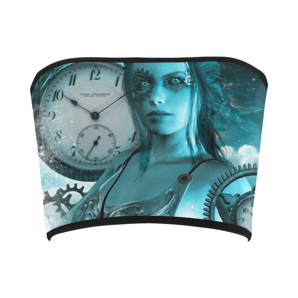 Steampunk lady, clocks and gears Bandeau Top | ID: D1196052