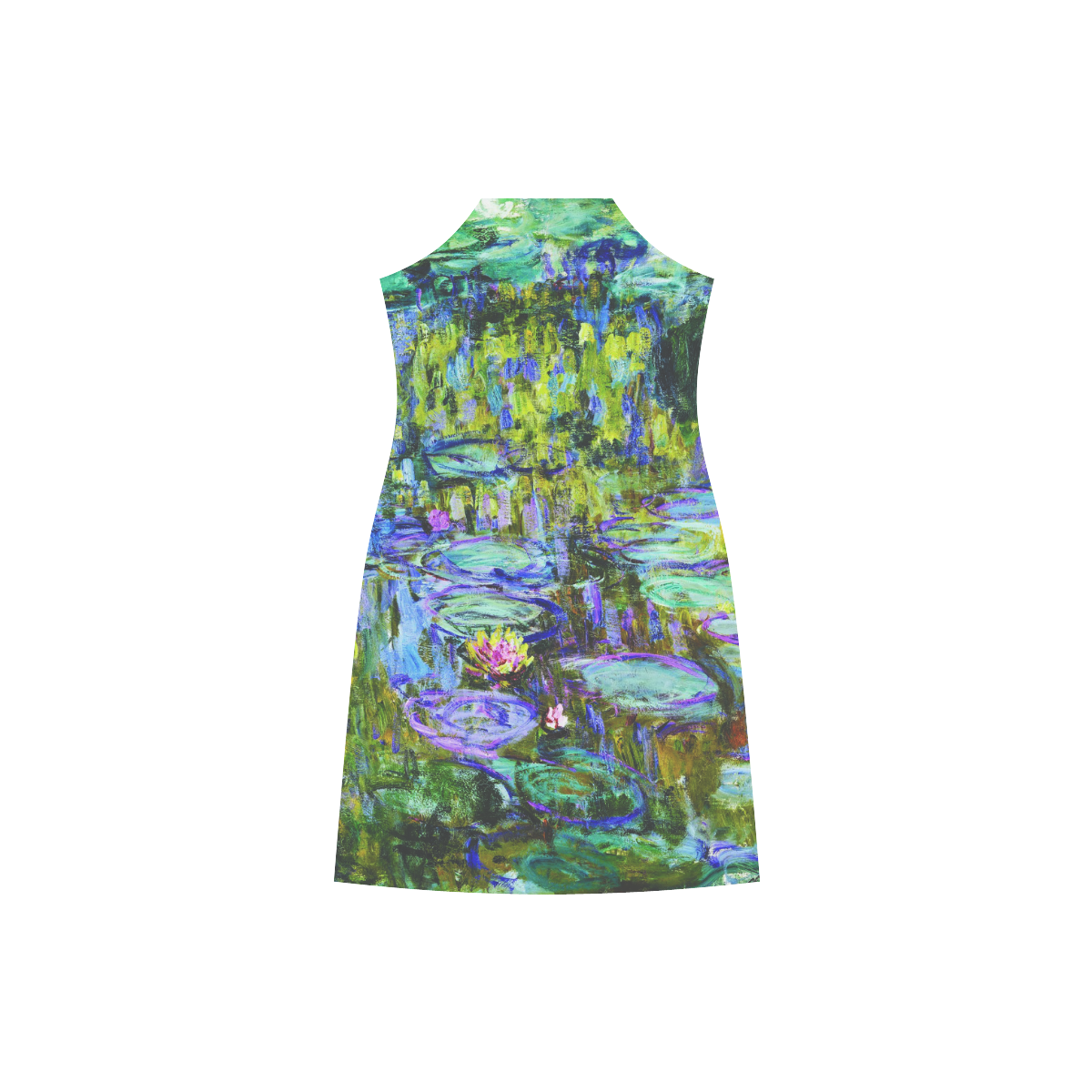Claude Monet Water Lilies Fine Art V-Neck Open Fork Long Dress(Model ...