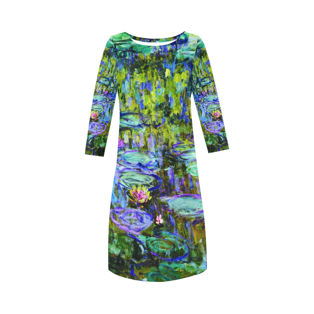 Claude Monet Water Lilies Fine Art Round Collar Dress (D22) | ID: D1197006