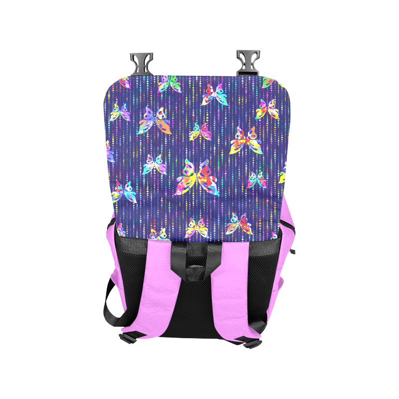 Butterflies On Dotted Lines Pattern Casual Shoulders Backpack (Model ...