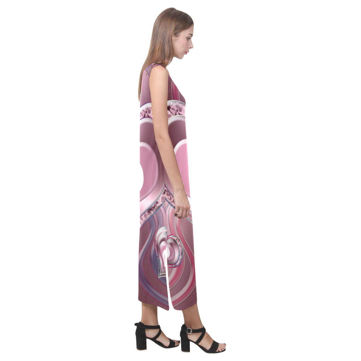 River Flowing Hearts Phaedra Sleeveless Open Fork Long Dress (Model D08 ...