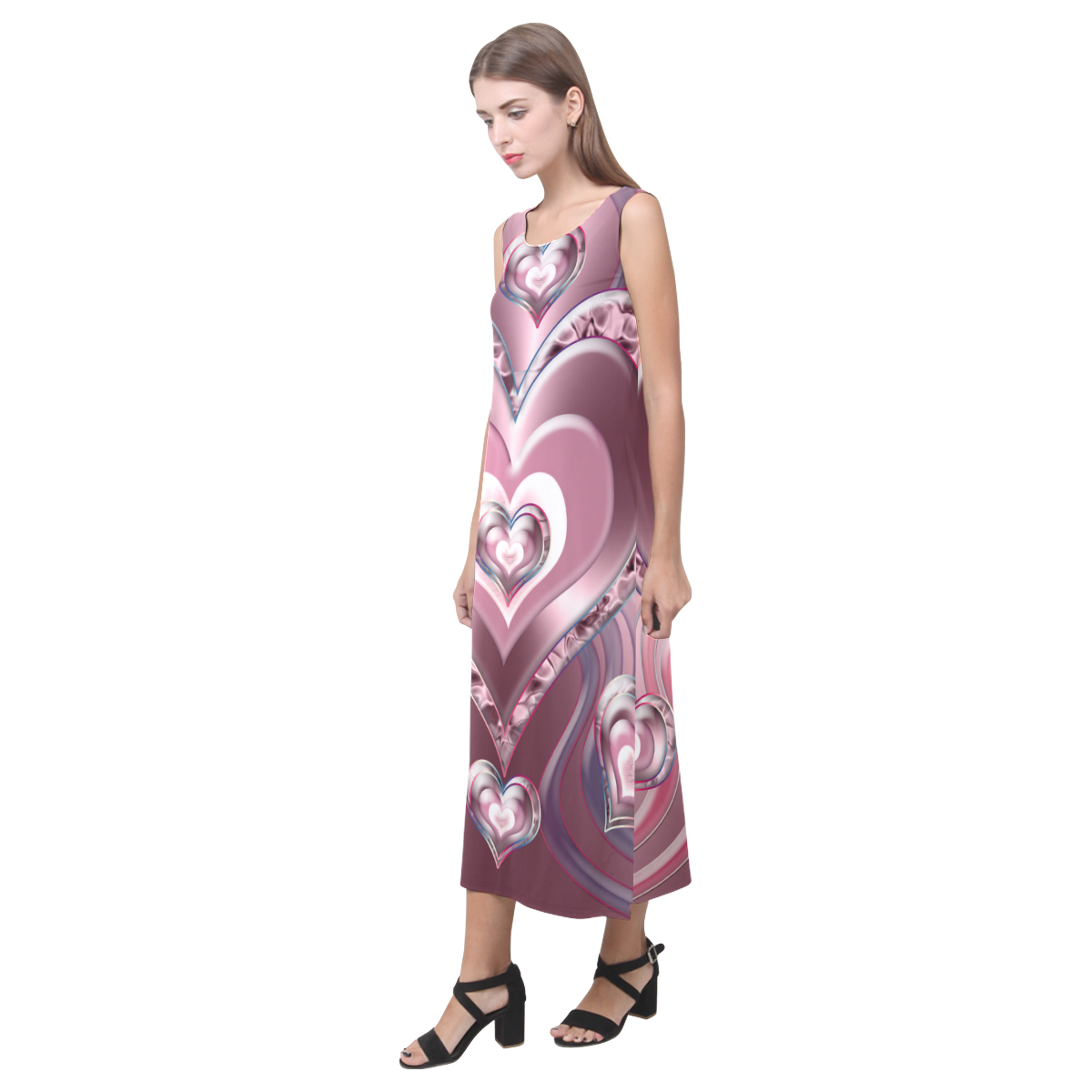 River Flowing Hearts Phaedra Sleeveless Open Fork Long Dress (Model D08 ...