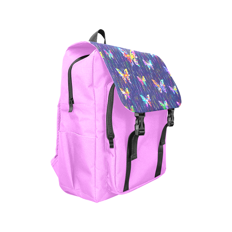 Butterflies On Dotted Lines Pattern Casual Shoulders Backpack (Model ...