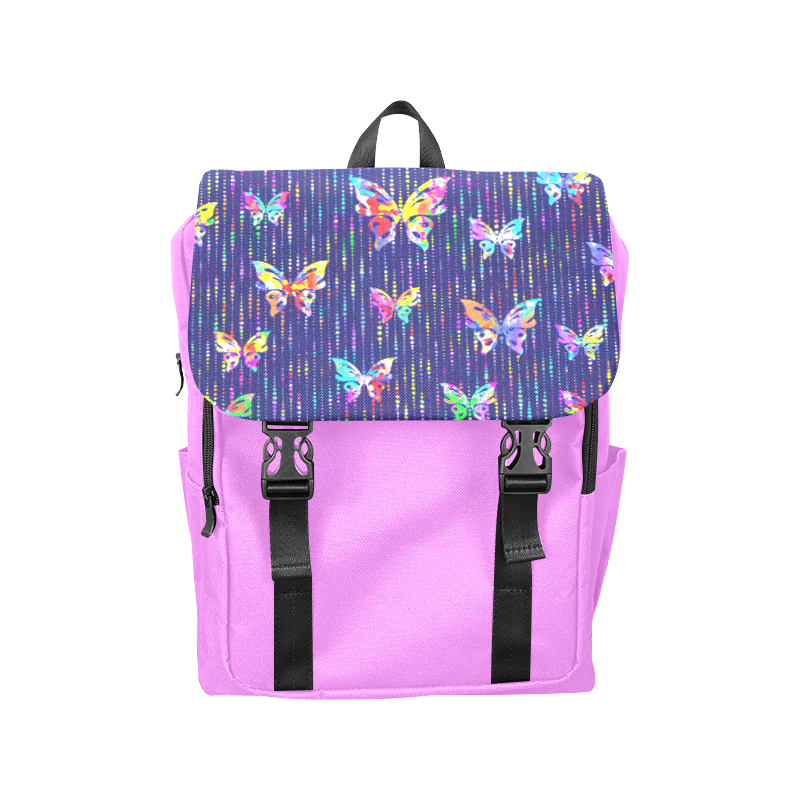 Butterflies On Dotted Lines Pattern Casual Shoulders Backpack (Model ...