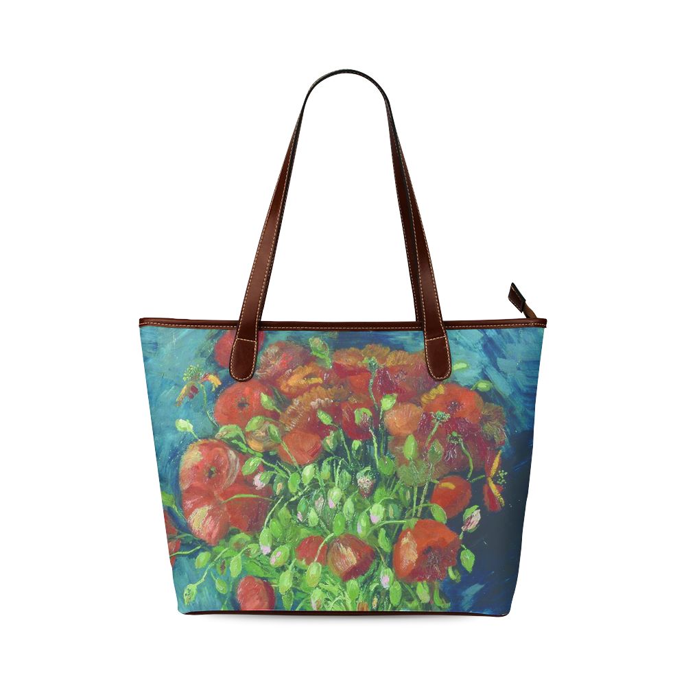 Vincent van Gogh Red Poppies Floral Art Shoulder Tote Bag (Model 1646 ...