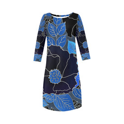 Grunge vintage floral pattern in dark green Round Collar Dress (D22 ...