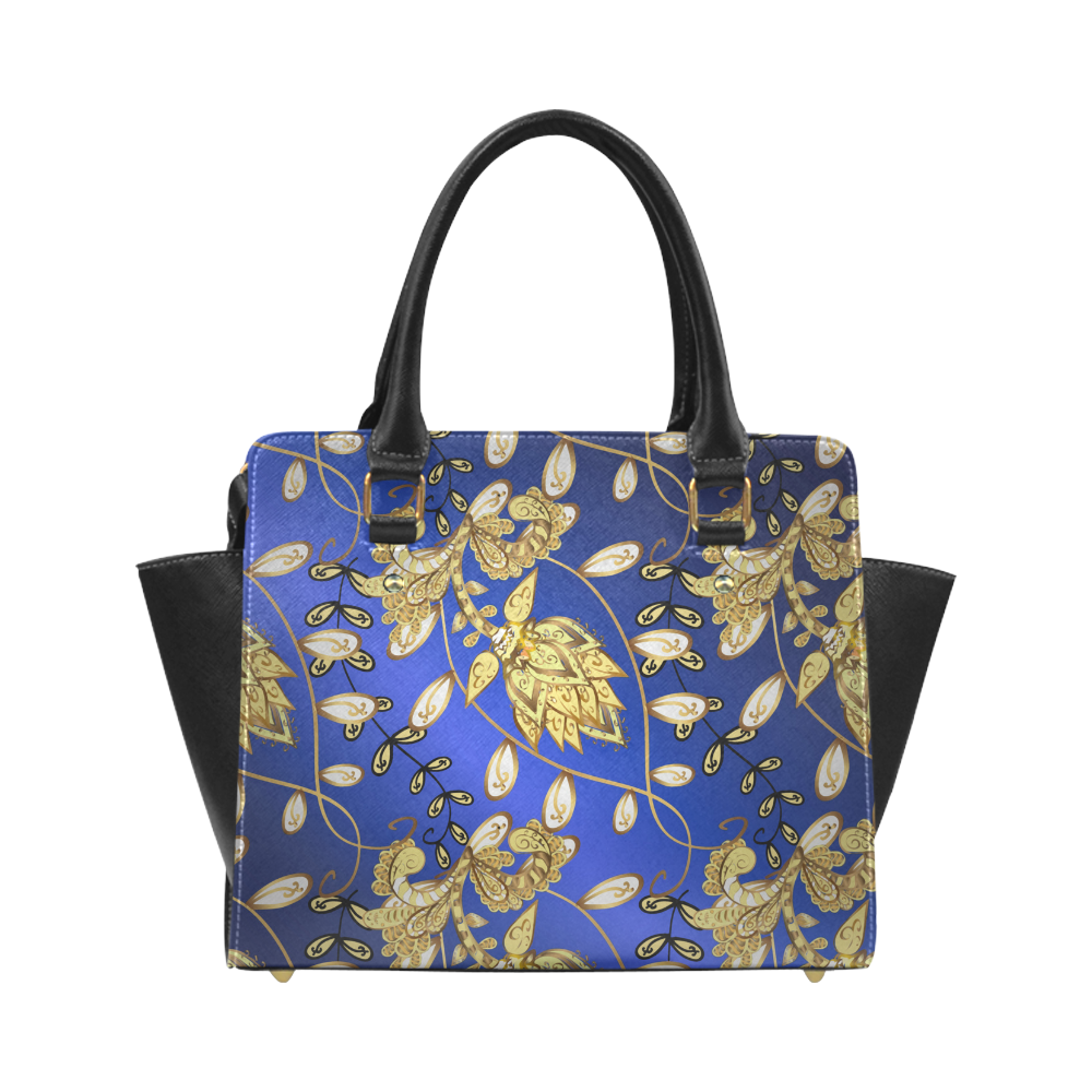 Beautiful Blue Gold Floral Vintage Pattern Classic Shoulder Handbag ...