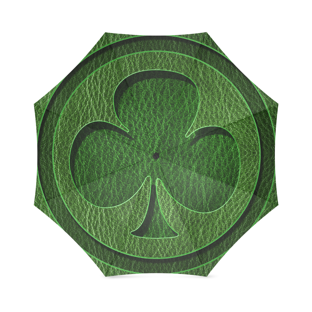 Leather-Look Irish Clover Foldable Umbrella (Model U01) | ID: D1231937