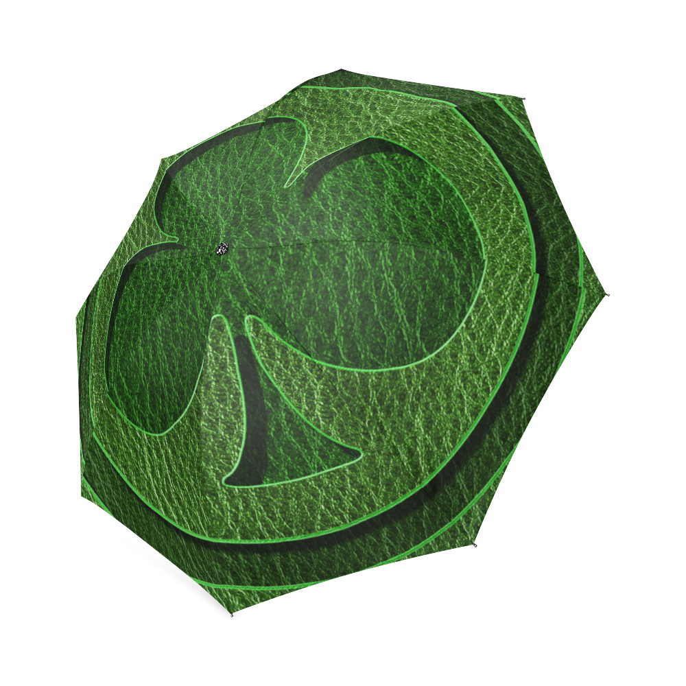 Leather-Look Irish Clover Foldable Umbrella (Model U01) | ID: D1231937