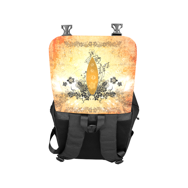 Surfboard with turtles and flowers Casual Shoulders Backpack (Model ...