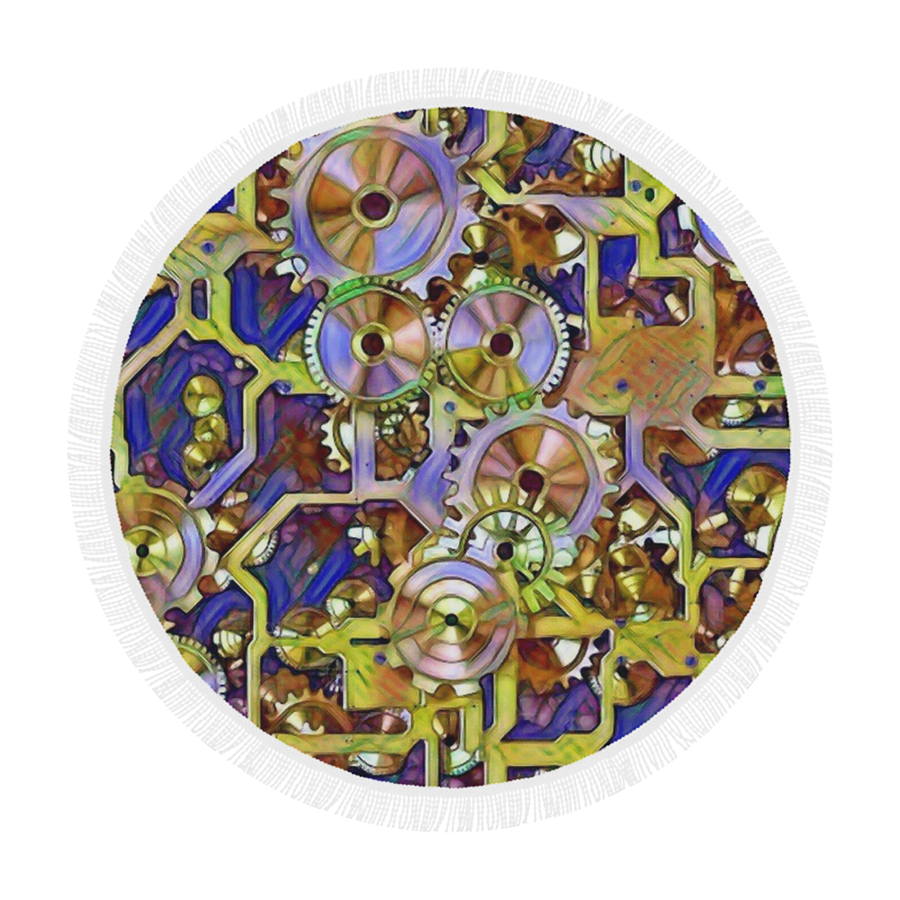 Modern Clockwork A by JamColors Circular Beach Shawl 59"x 59" | ID ...