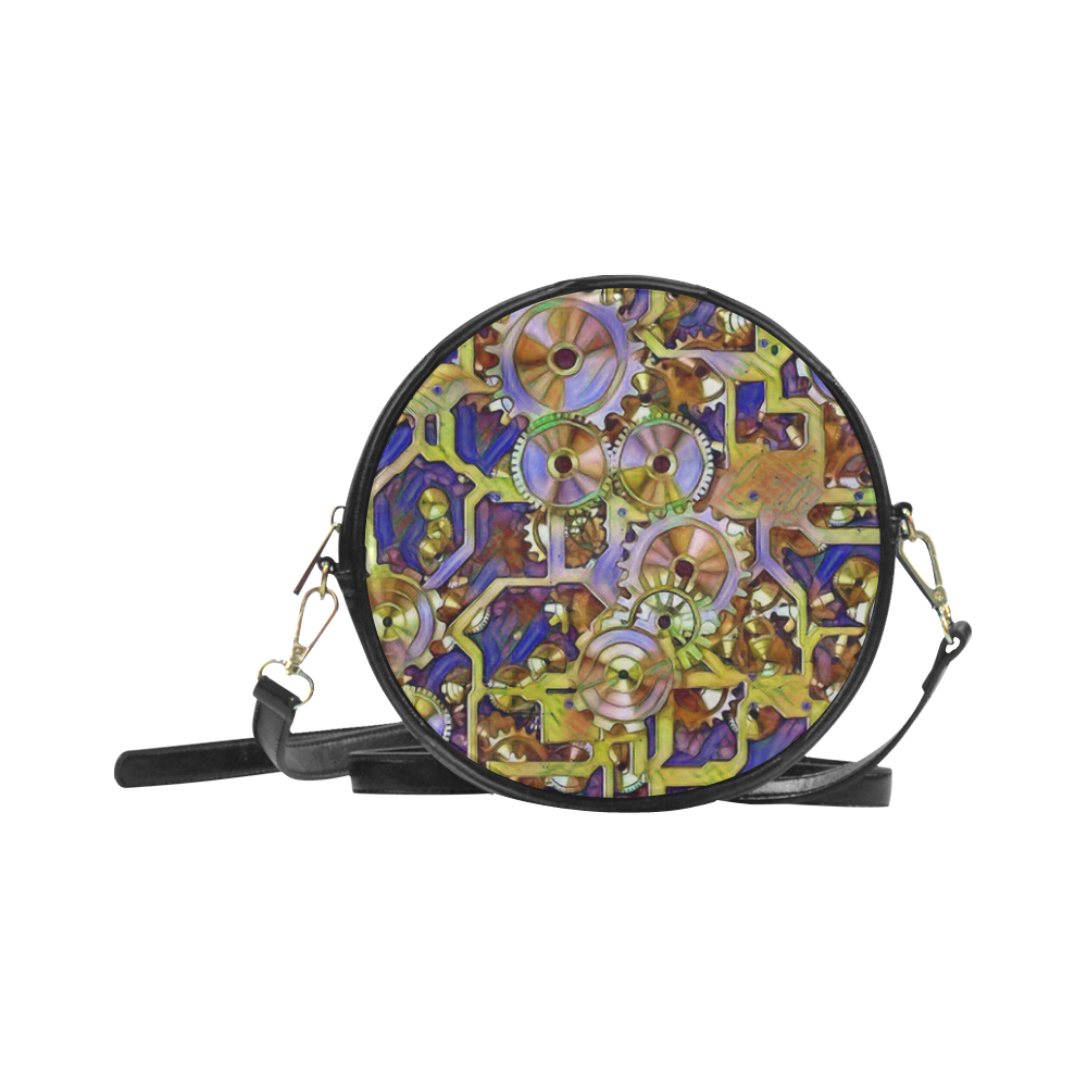 Modern Clockwork A by JamColors Round Sling Bag (Model 1647) | ID: D1253337