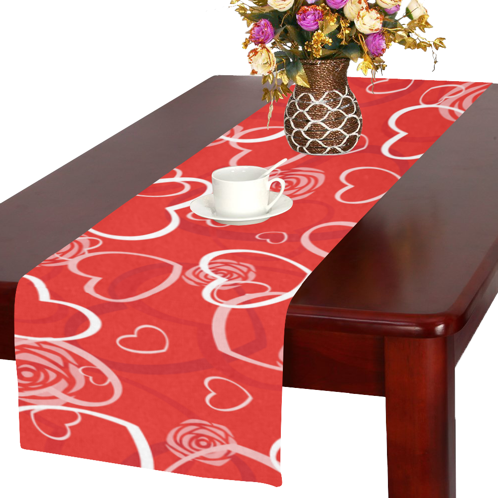 heart background vector Table Runner 16x72 inch | ID: D1250875