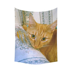 Orange Tabby 2 Cotton Linen Wall Tapestry 60"x 80" | ID: D1907278