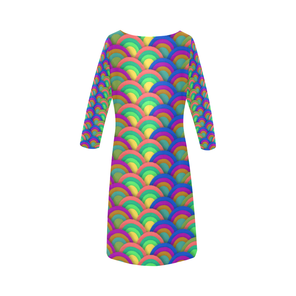 Colorful Japanese Pattern Fish Scales Round Collar Dress (D22) | ID ...