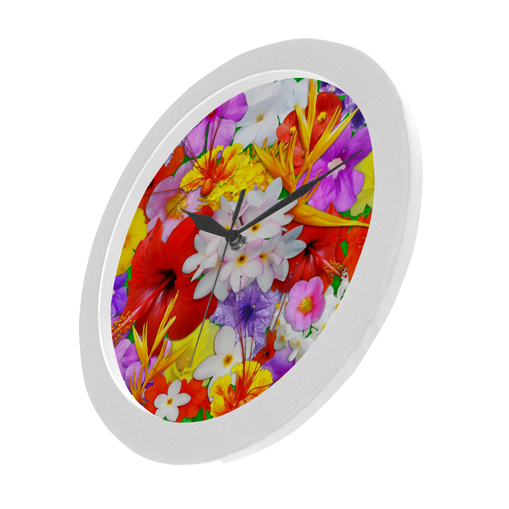 Exotic Flowers Colorful Explosion Circular Plastic Wall clock | ID ...