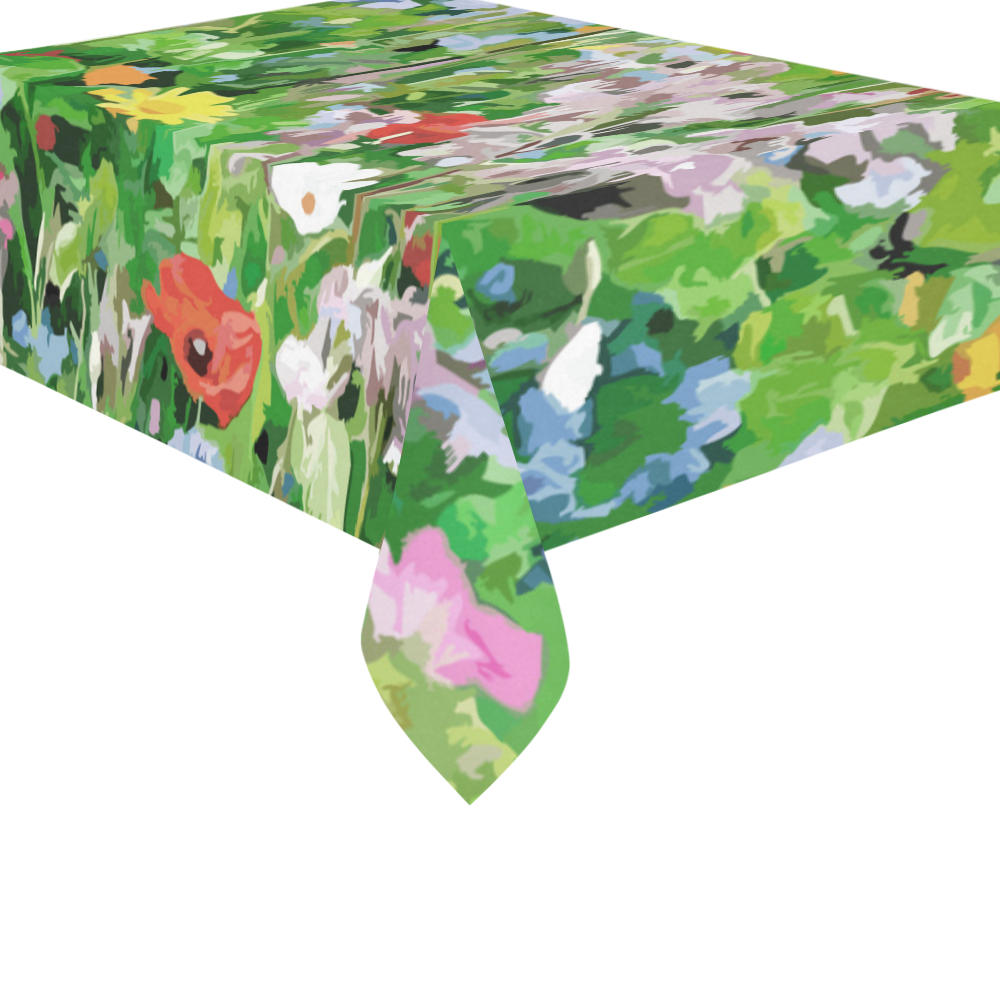Colorful Flower Garden Floral Landscape Cotton Linen Tablecloth 60"x 84 ...