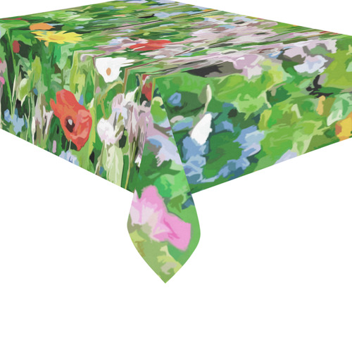 Colorful Flower Garden Floral Landscape Cotton Linen Tablecloth 60"x 84 ...