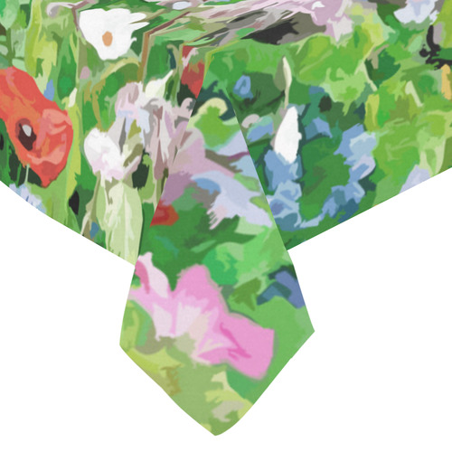 Colorful Flower Garden Floral Landscape Cotton Linen Tablecloth 60"x 84 ...