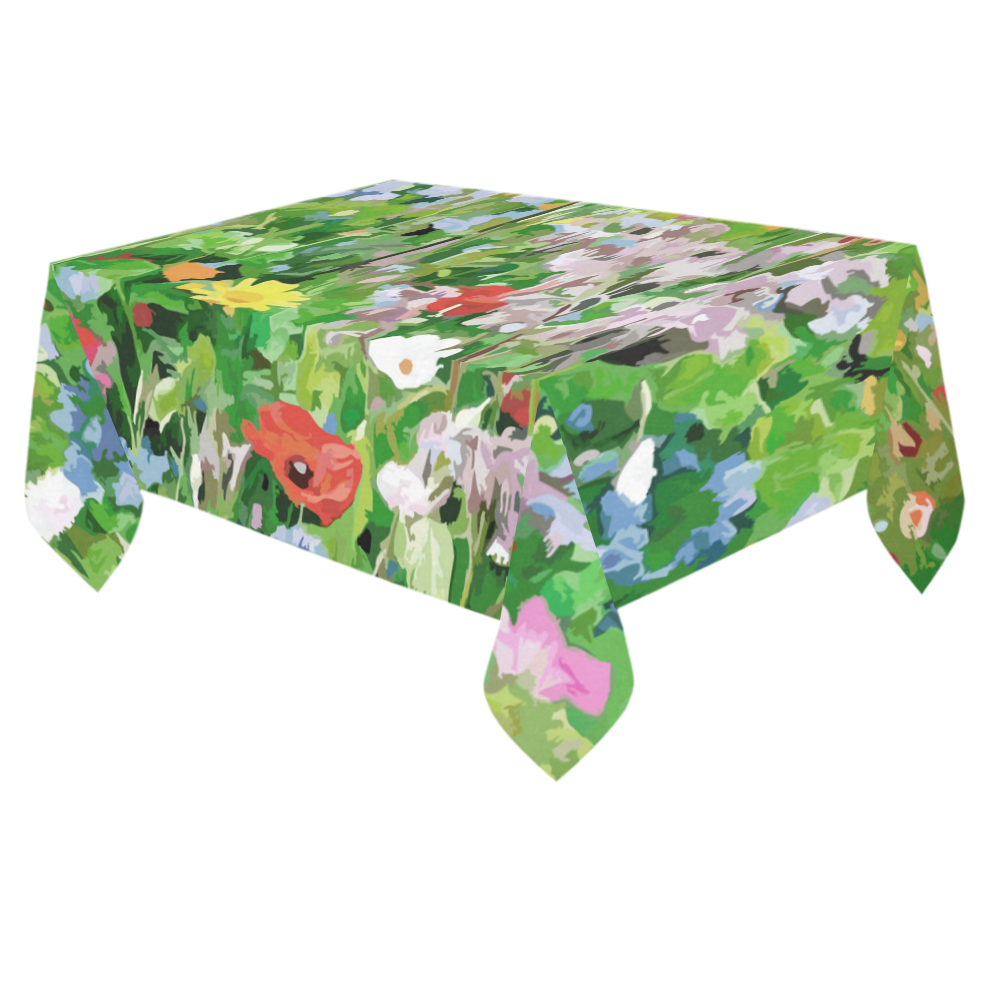 Colorful Flower Garden Floral Landscape Cotton Linen Tablecloth 60"x 84 ...