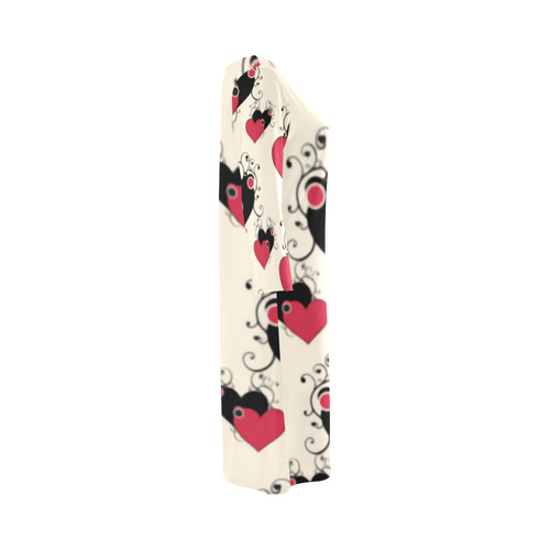 Red Black Valentine Hearts Pattern Round Collar Dress (D22) | ID: D1272003