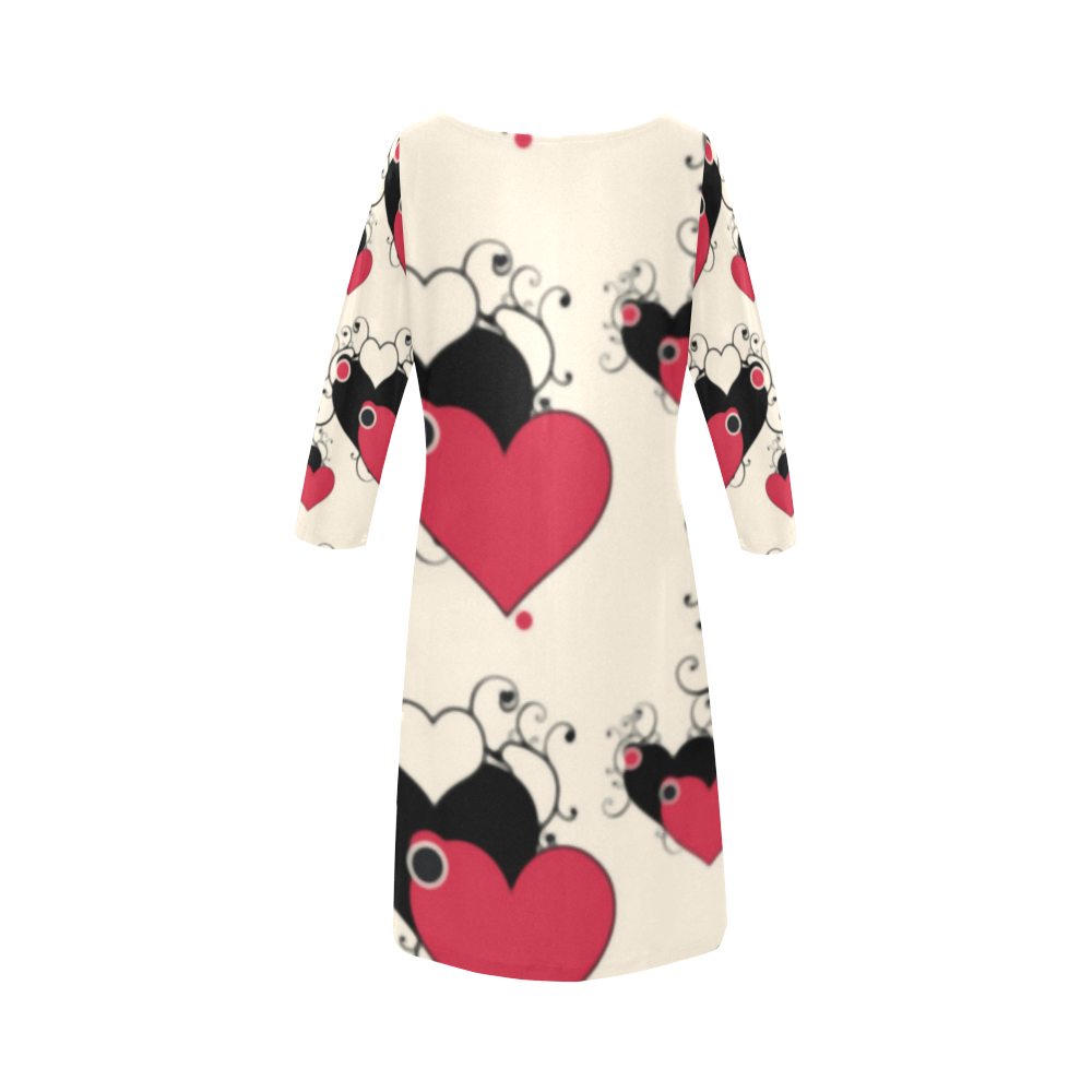 Red Black Valentine Hearts Pattern Round Collar Dress (D22) | ID: D1272003