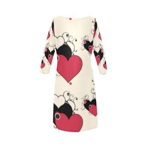 Red Black Valentine Hearts Pattern Round Collar Dress (D22) | ID: D1272003