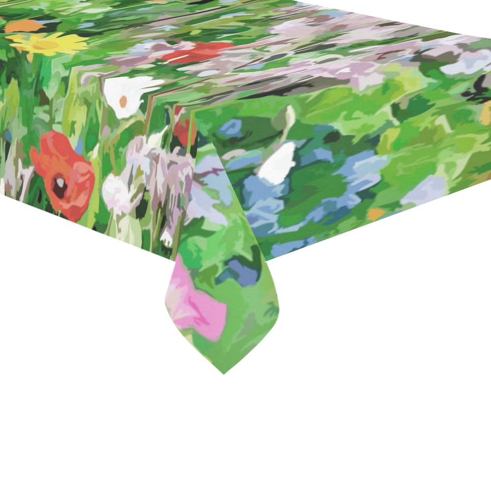 Colorful Flower Garden Floral Landscape Cotton Linen Tablecloth 60"x ...
