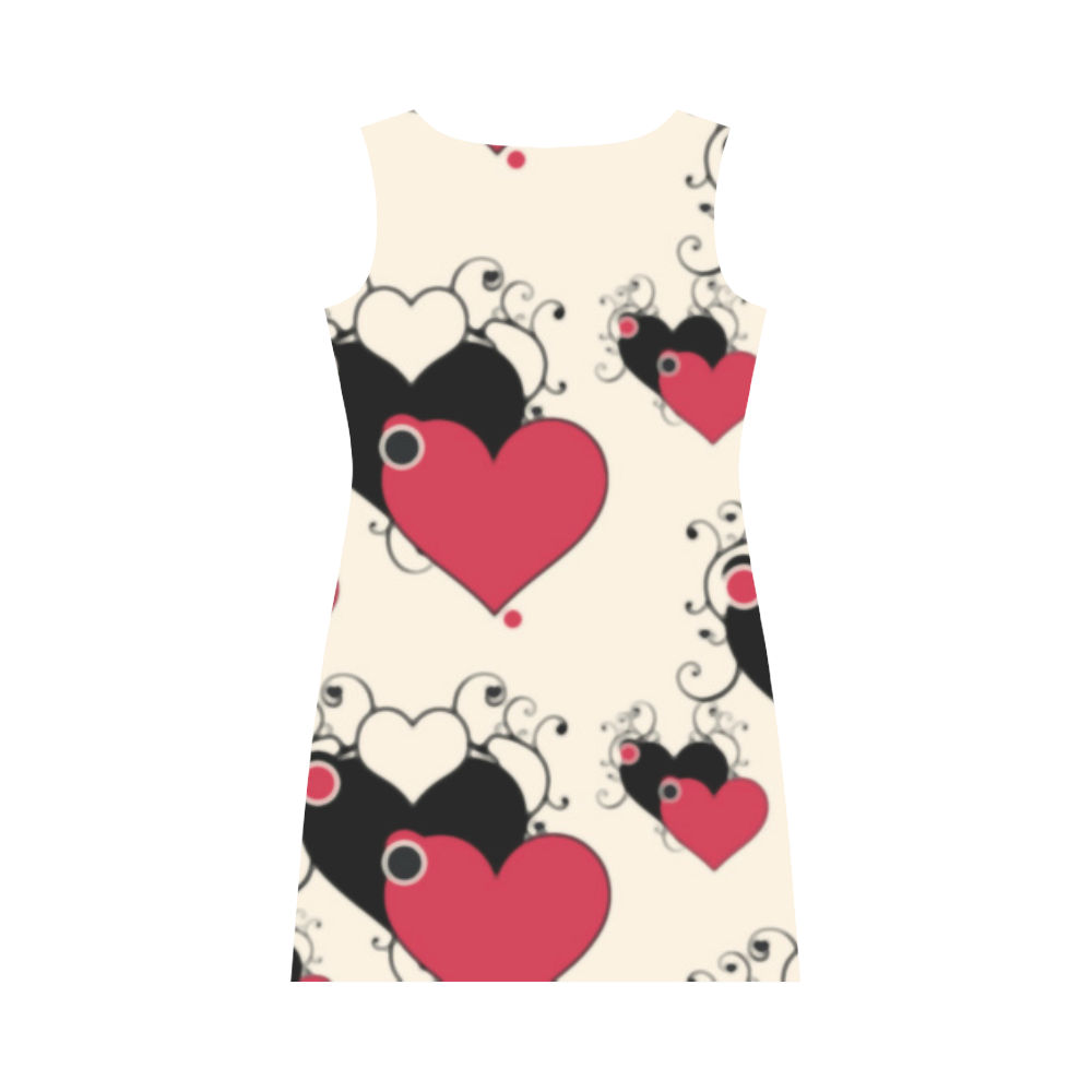 Red Black Valentine Hearts Pattern Round Collar Dress (D22) | ID: D1272003