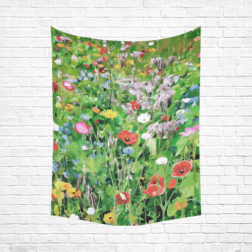 Colorful Flower Garden Floral Art Cotton Linen Wall Tapestry 60"x 80 ...