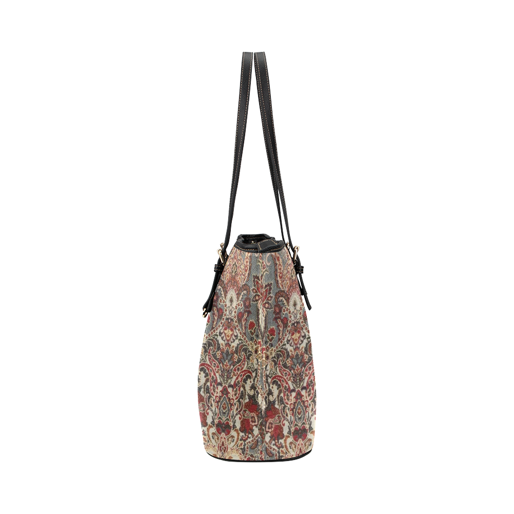 Vintage Floral Persian Rug Pattern Leather Tote Bag/Large (Model 1651 ...