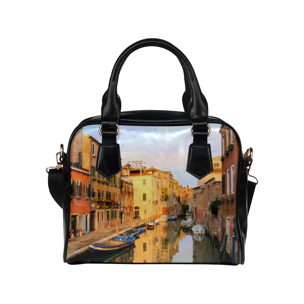 Canal with Gondolas in Venice Shoulder Handbag (Model 1634) | ID: D1299136