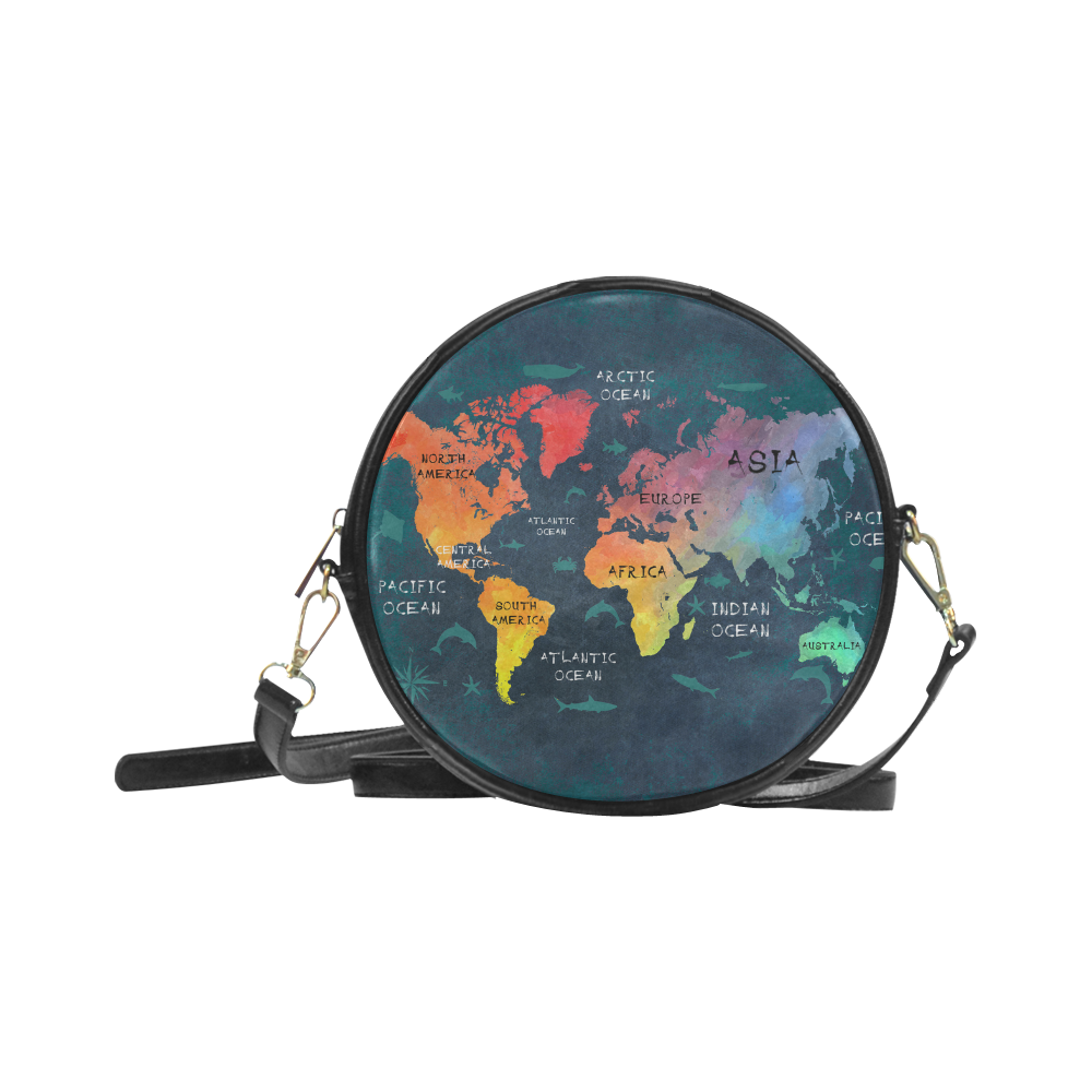 world map Round Sling Bag (Model 1647) | ID: D1303032