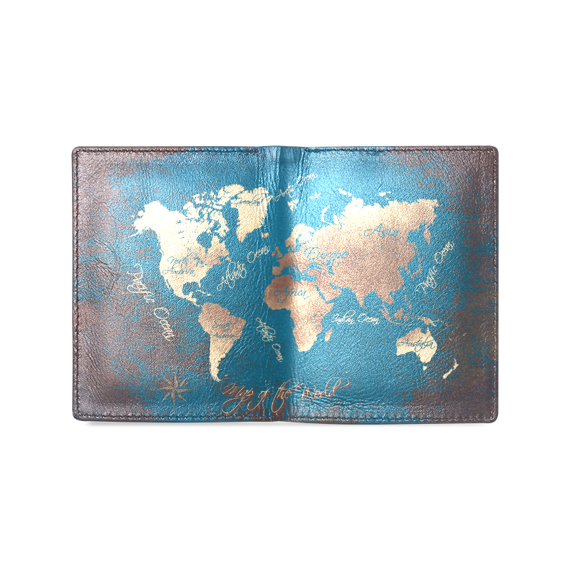 world map Men's Leather Wallet (Model 1612) | ID: D1304633