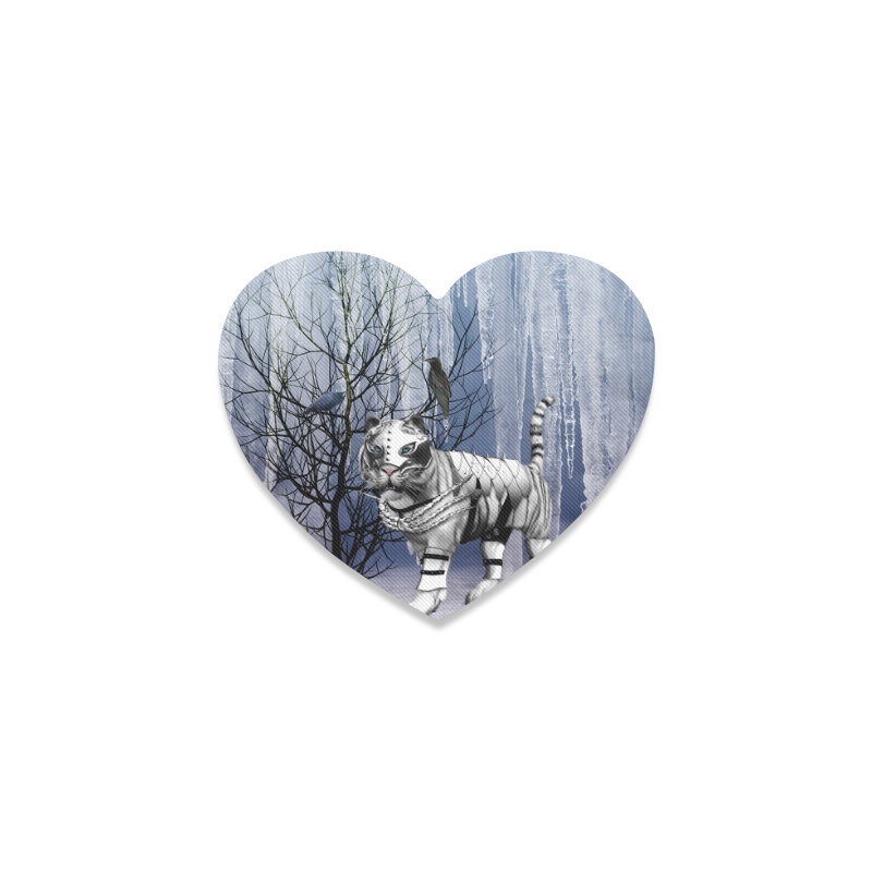 Wonderful tiger in the snow landscape Heart Coaster | ID: D1307746