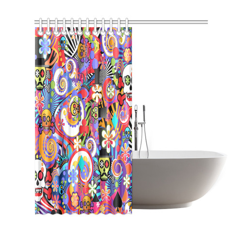 Fun Sugar Skull Colorful Print Shower Curtain Shower Curtain 69"x72 ...