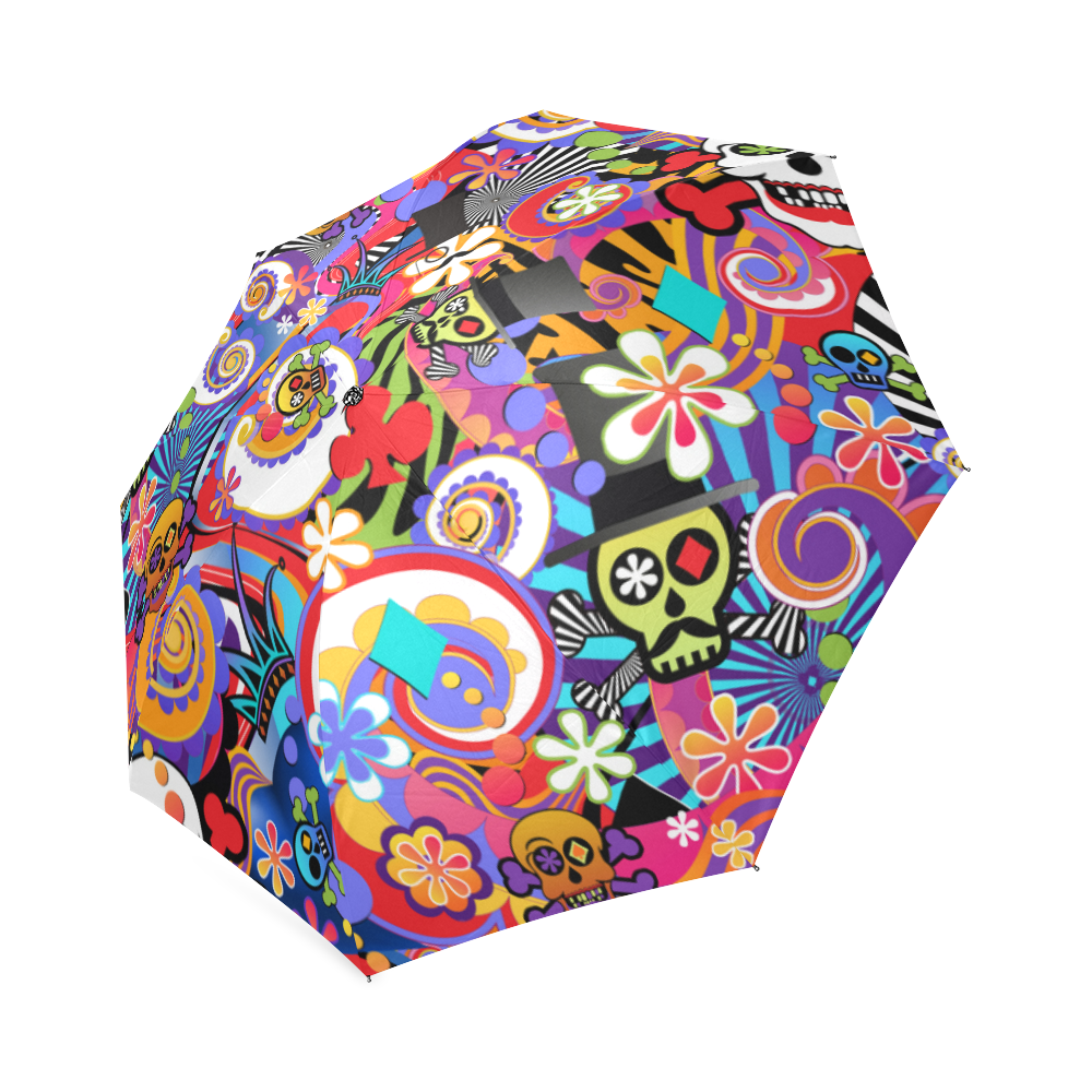 Fun Sugar Skull Colorful Print Umbrella by Juleez Foldable Umbrella ...