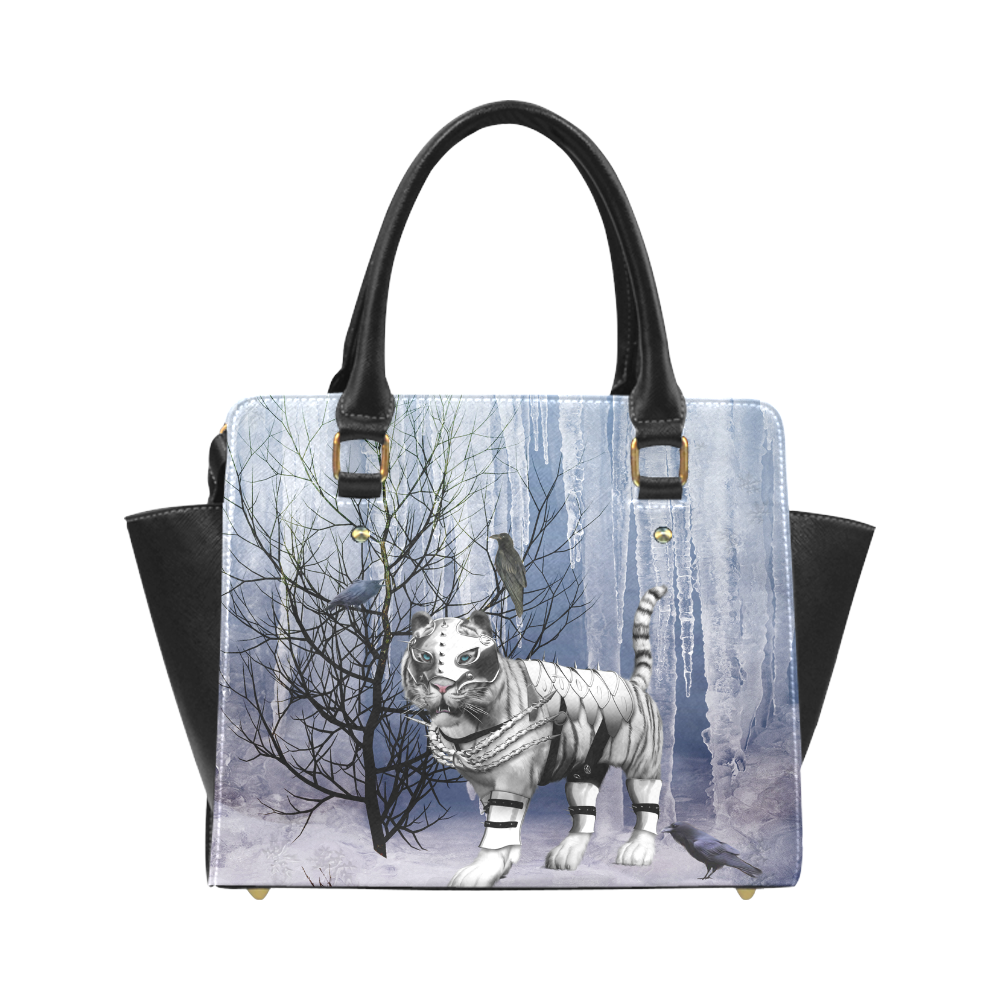 Wonderful tiger in the snow landscape Classic Shoulder Handbag (Model ...