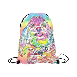 Cute PUG / carlin with red tongue Large Drawstring Bag Model 1604 (Twin ...