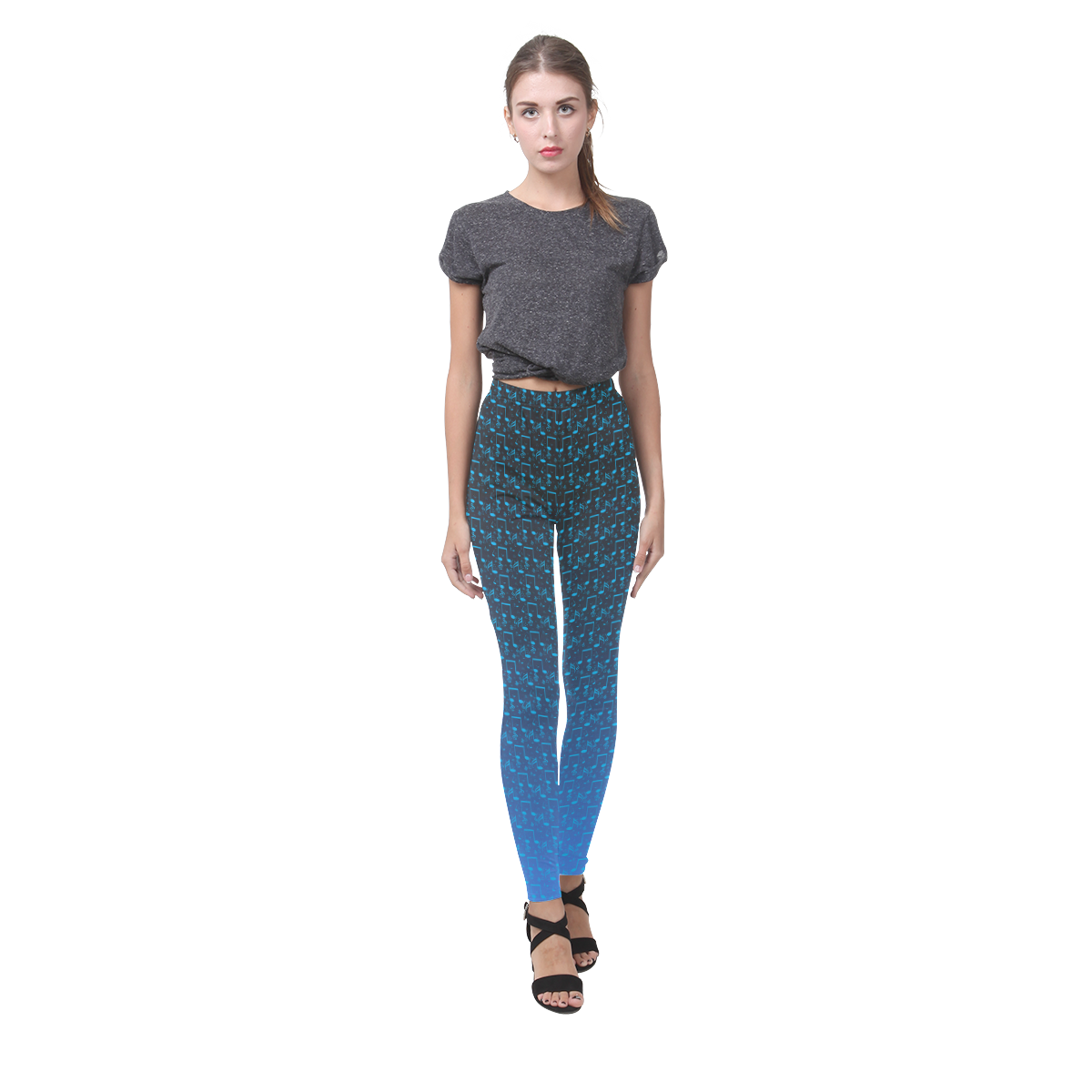 Blue Notes Music Pattern Cassandra Women's Leggings (Model L01) | ID ...