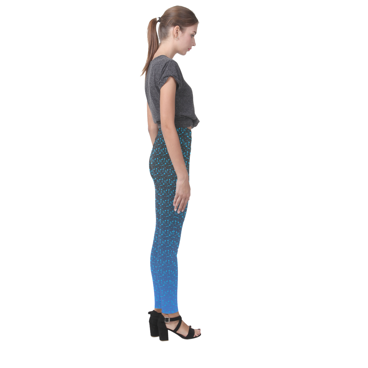 Blue Notes Music Pattern Cassandra Women's Leggings (Model L01) | ID ...