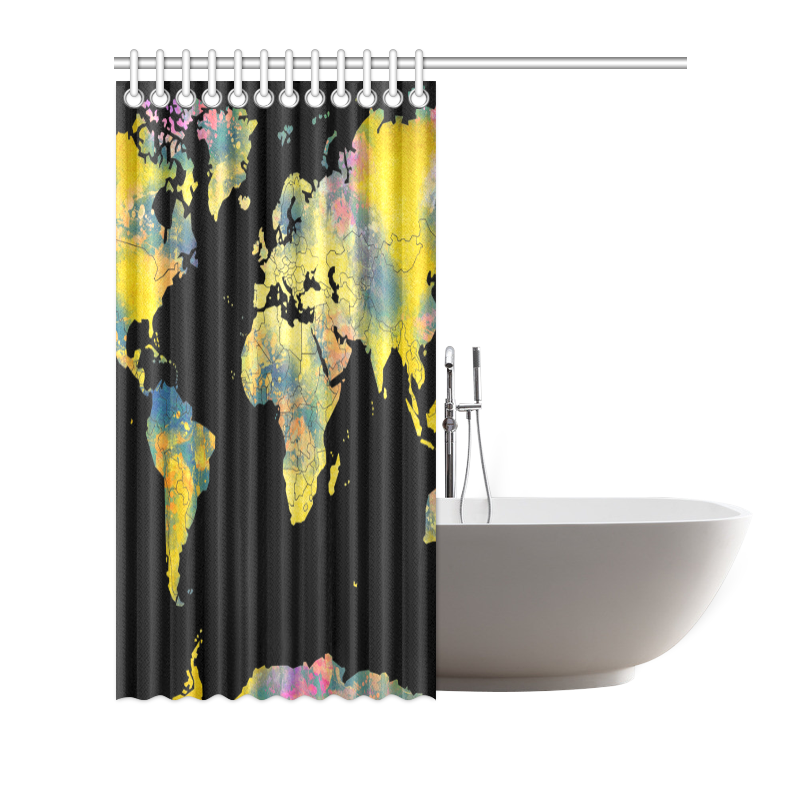 world map Shower Curtain 66"x72" | ID: D1320689