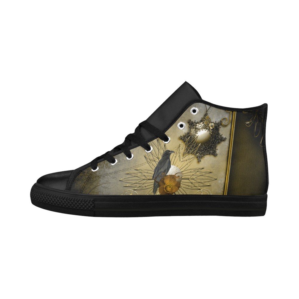 Decorative design with crow Aquila High Top Microfiber Leather Men's ...